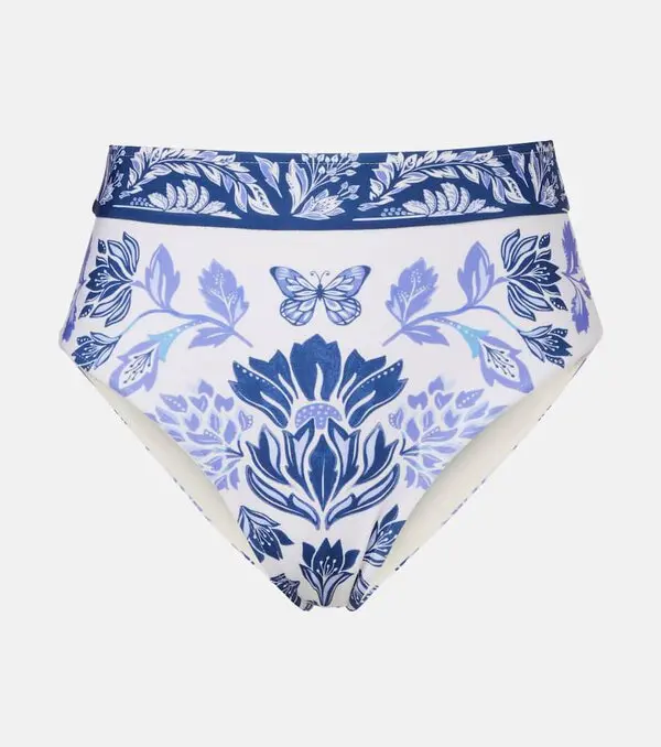 Farm Rio Floral High-rise Bikini Bottoms - Blue