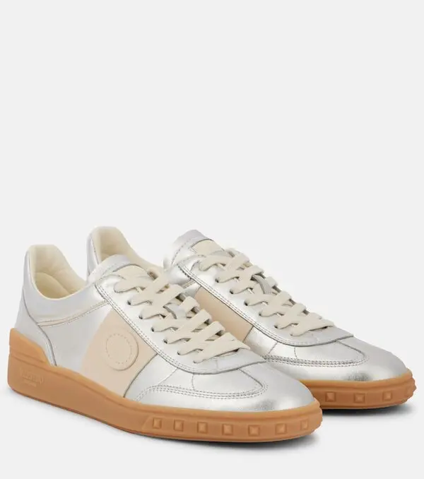 Valentino Garavani Vlogo Metallic Leather Sneakers