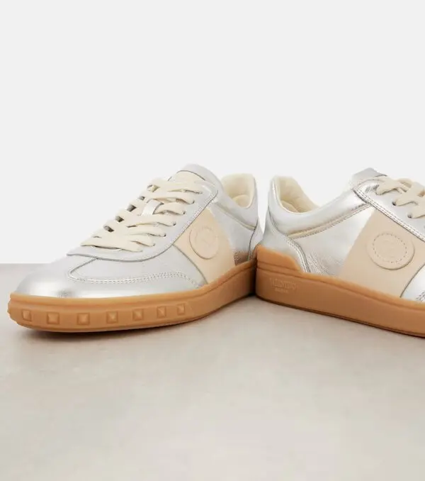 Valentino Garavani Vlogo Metallic Leather Sneakers