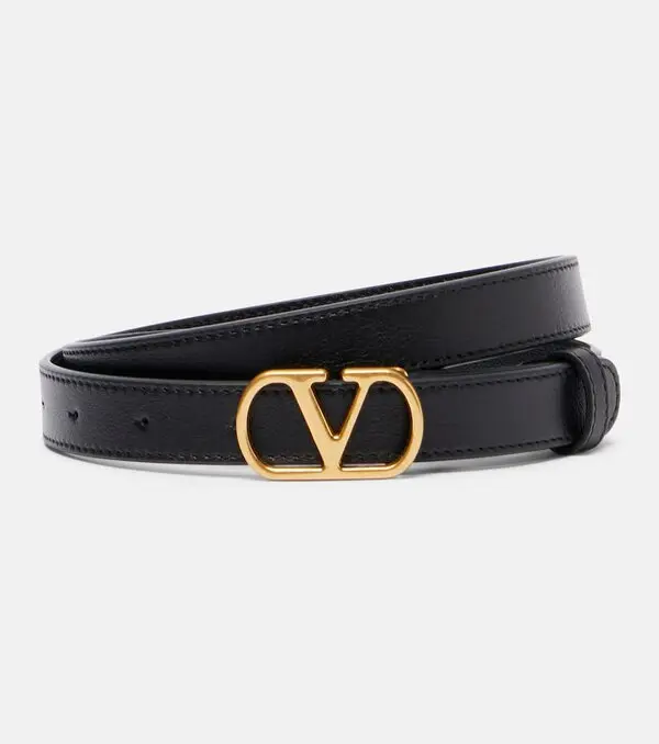 Valentino Garavani Vlogo Leather Belt - Black