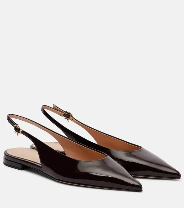 GIANVITO ROSSI Robbie Leather Slingback Flats - Black