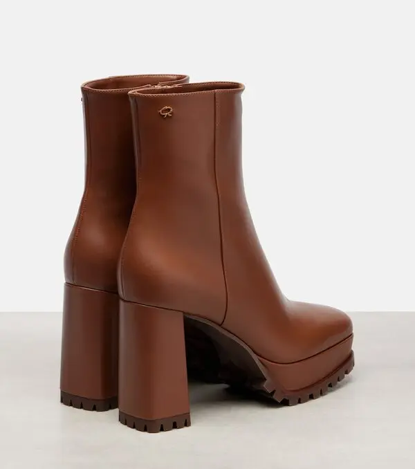 GIANVITO ROSSI Harlem 70 Leather Platform Ankle Boots