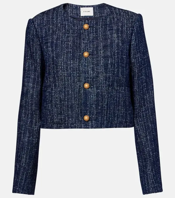 FRAME Cotton Tweed Jacket - Blue