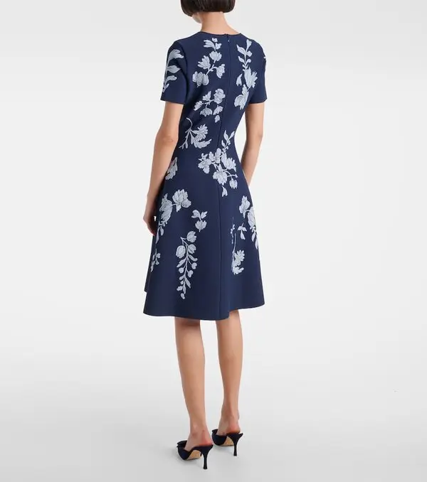 Carolina Herrera Floral Jacquard Midi Dress