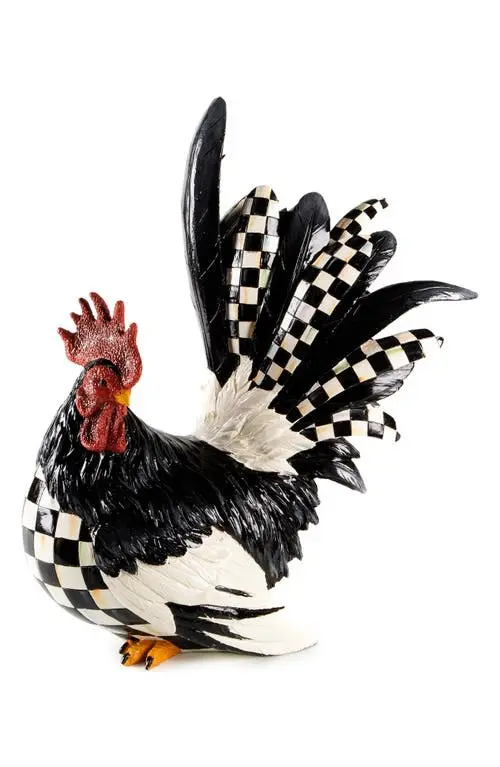 MACKENZIE-CHILDS Courtly Check Rooster Figurine - Black/ White