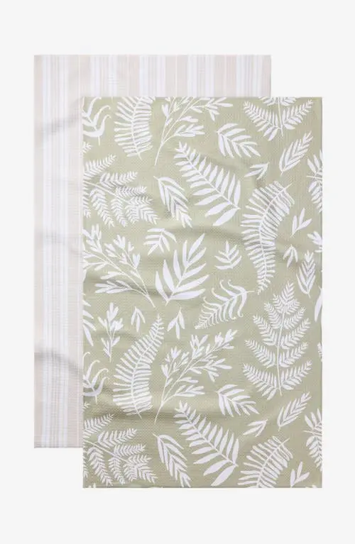 GEOMETRY Kitchen Tea Towel Set - Olive Fern