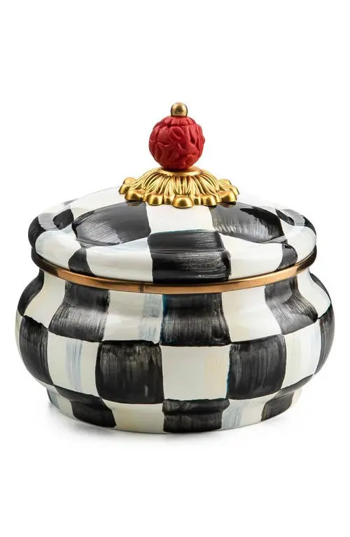 MACKENZIE-CHILDS Courtley Check Enamel Squashed Canister - Black/ White