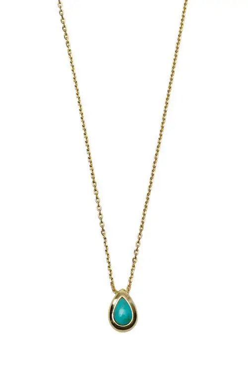 Argento Vivo Turquoise Teardrop Pendant Necklace - Gold