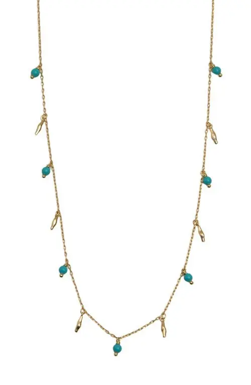 Argento Vivo Shaky Molten Turquoise Station Necklace - Gold