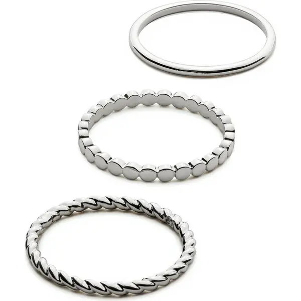 ANA LUISA Set Of 3 Band Rings - Silver