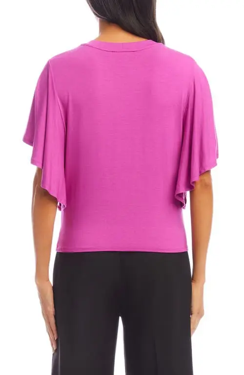 Karen Kane Flutter Sleeve Drape Front Jersey Top - Orchid