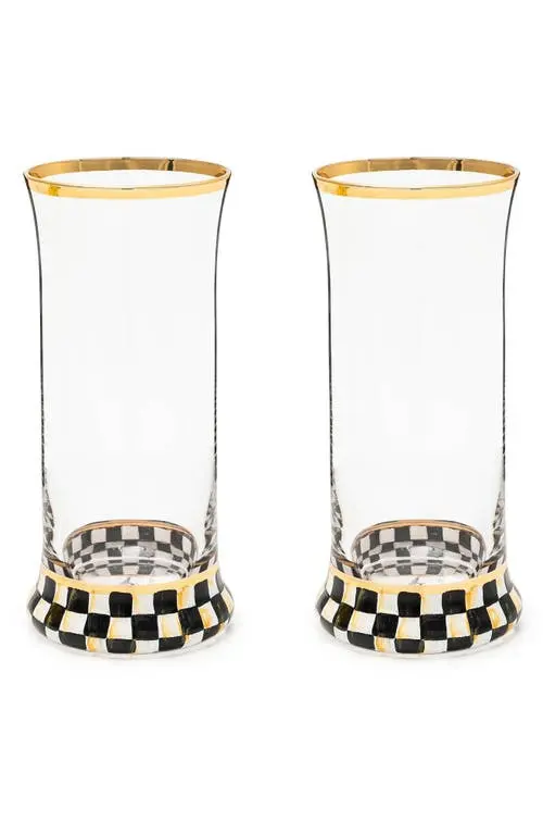 MACKENZIE-CHILDS Courtly Check Set Of 2 Highball Glasses - Black