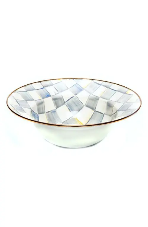 MACKENZIE-CHILDS Sterling Check Enameled Steel Serving Bowl - Grey/ White