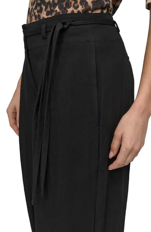 Dkny Tie Front Twill Pants - Black