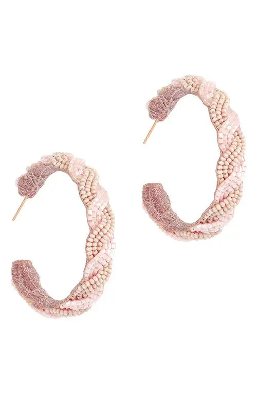 Deepa Gurnani Killian Beaded Hoop Earrings - Baby Pink