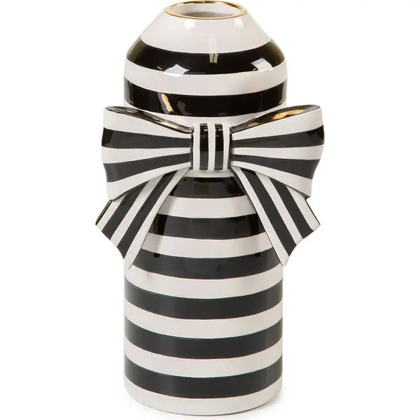 MACKENZIE-CHILDS Courtly Bow Vase - Black/ White