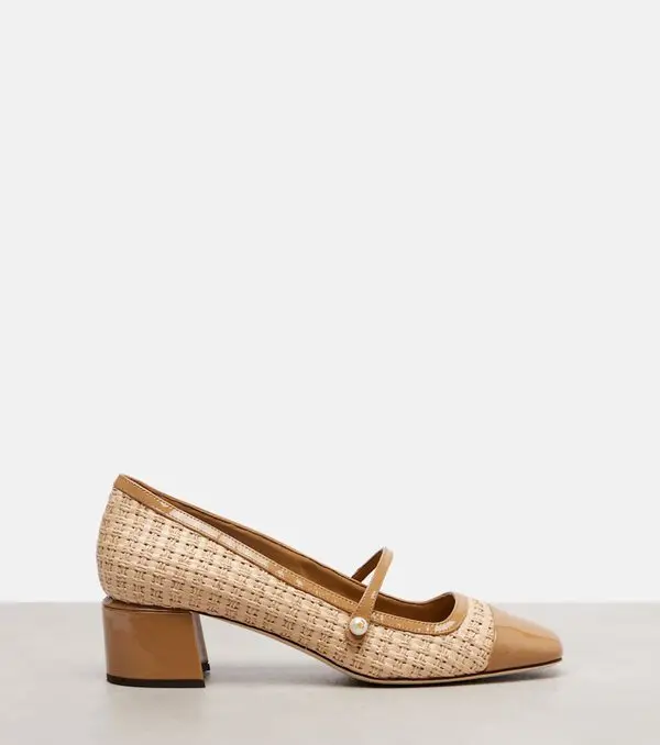 JIMMY CHOO Elisa 45 Raffia-effect Mary Jane Pumps