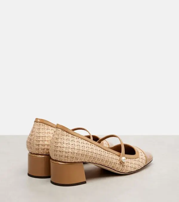 JIMMY CHOO Elisa 45 Raffia-effect Mary Jane Pumps