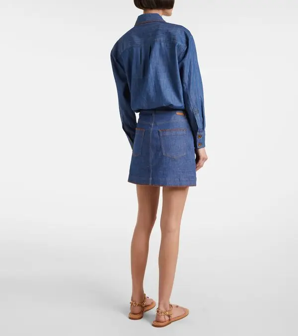 Zimmermann Ascension Denim Miniskirt