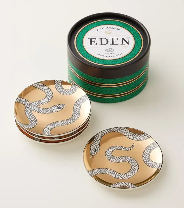 Jonathan Adler Eden Set Of 4 Porcelain Coasters