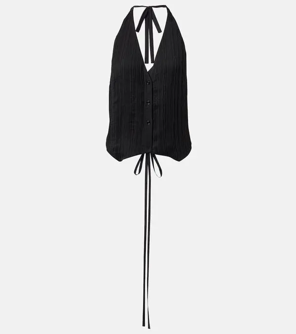 JOSEPH Suez Pleated Halterneck Vest - Black