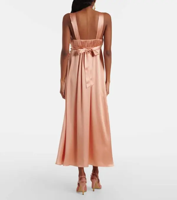 Chloé Ruched Silk Satin Maxi Dress