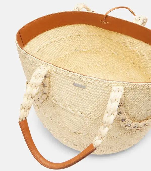 AQUAZZURA Isla Raffia Tote Bag