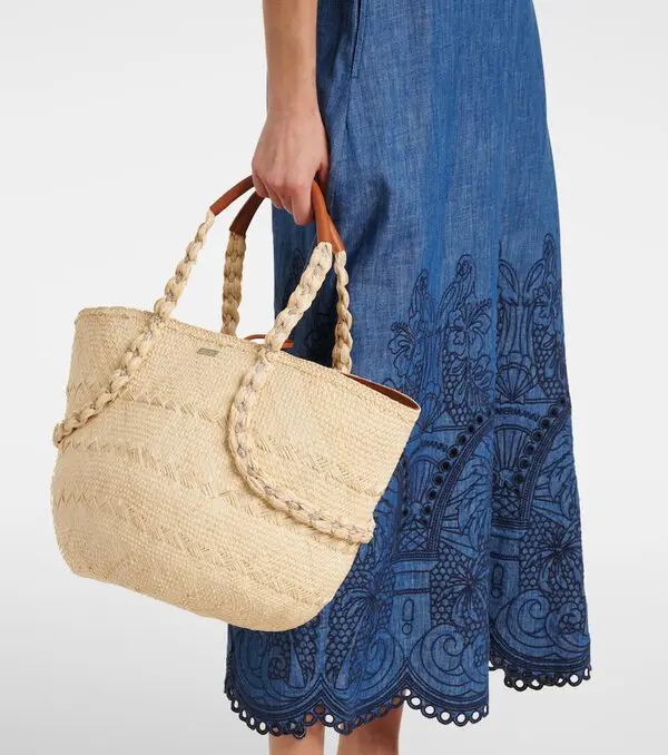 AQUAZZURA Isla Raffia Tote Bag