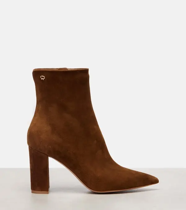GIANVITO ROSSI Lyell 85 Suede Ankle Boots - Brown