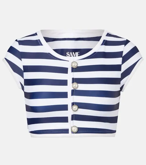 SAME Grace Striped Bikini Top - Blue