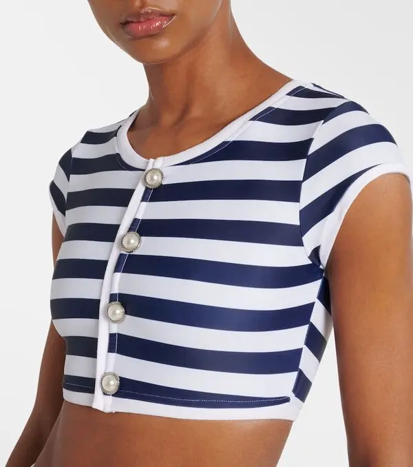 SAME Grace Striped Bikini Top - Blue