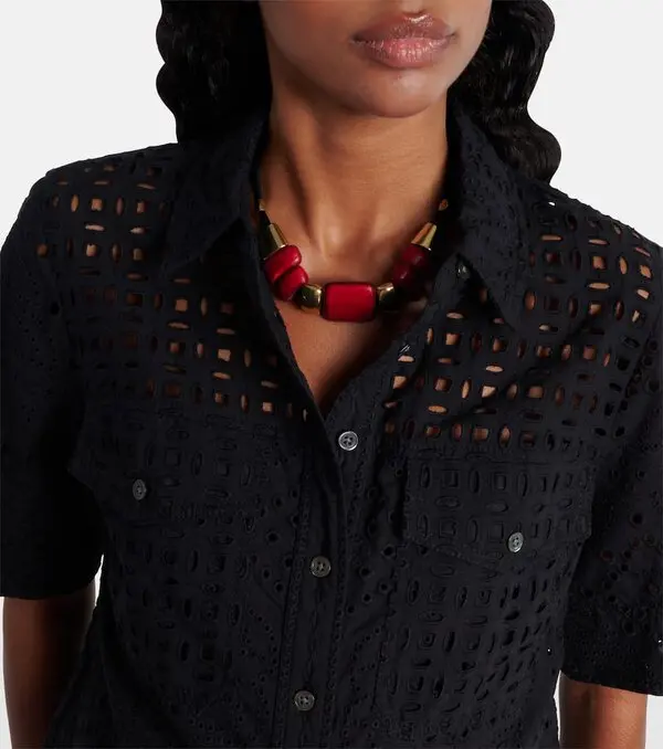 Veronica Beard Embroidered Cotton Shirt
