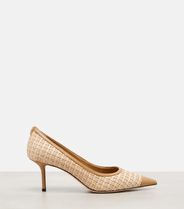 JIMMY CHOO Love 65 Raffia-effect Pumps - Neutrals