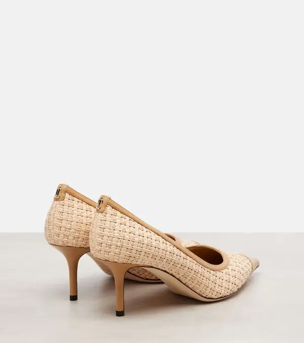JIMMY CHOO Love 65 Raffia-effect Pumps - Neutrals
