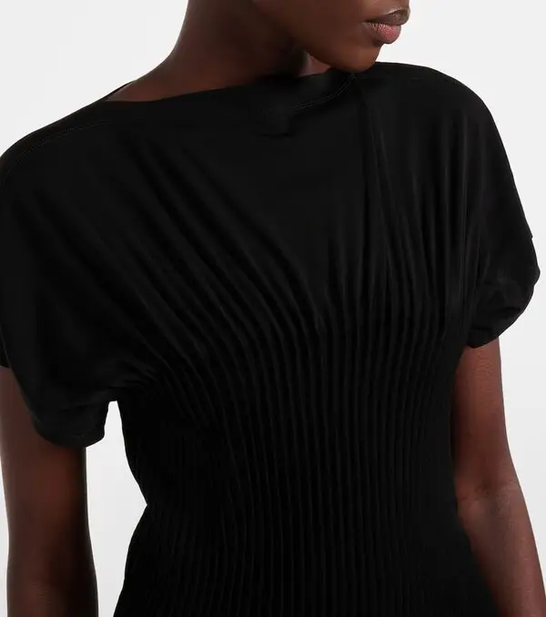 TOTEME Pleated Jersey Maxi Dress - Black