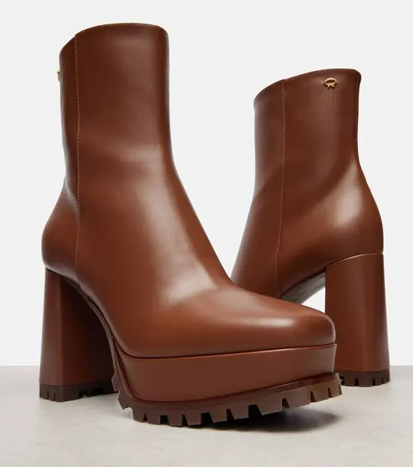 GIANVITO ROSSI Harlem 70 Leather Platform Ankle Boots