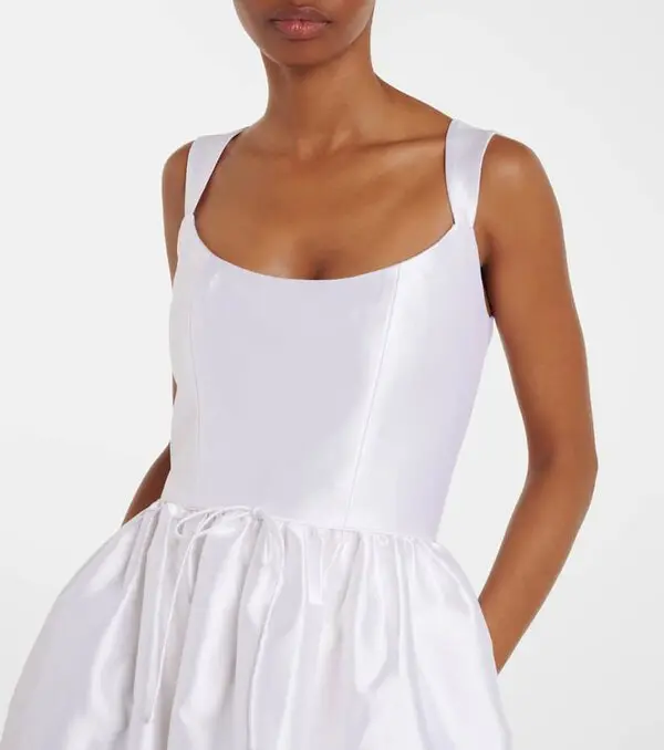MARKARIAN Panna+panna+uwhite Cotton And Silk Midi Dress