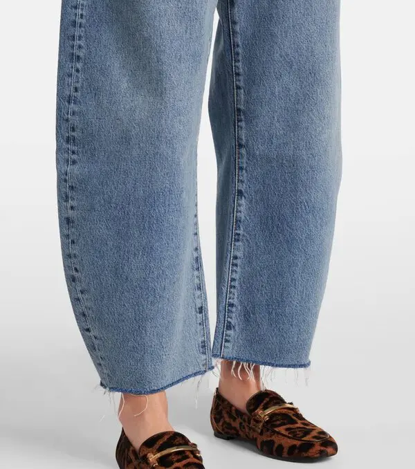 FRAME Bubble Crop High-rise Barrel-leg Jeans - Blue