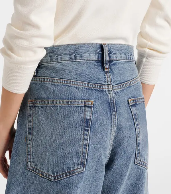 FRAME Bubble Crop High-rise Barrel-leg Jeans - Blue