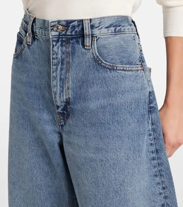 FRAME Bubble Crop High-rise Barrel-leg Jeans - Blue