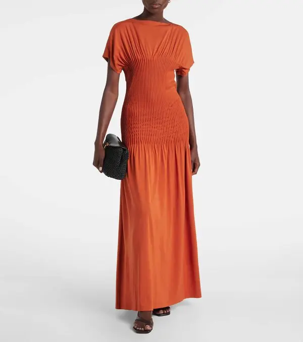 TOTEME Pleated Jersey Maxi Dress