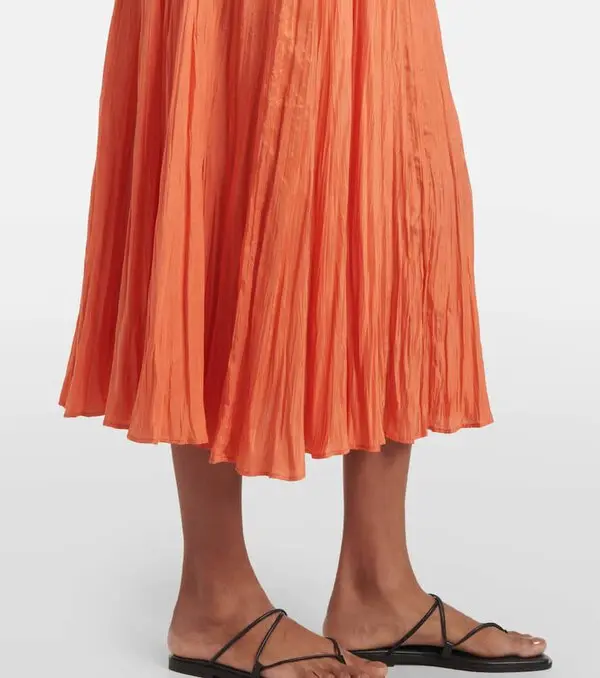 JOSEPH Sully Silk Midi Skirt - Orange