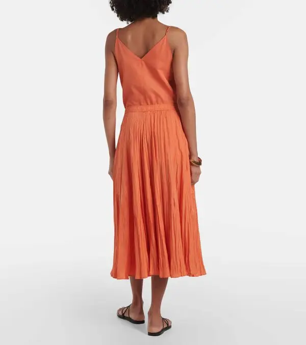JOSEPH Sully Silk Midi Skirt - Orange