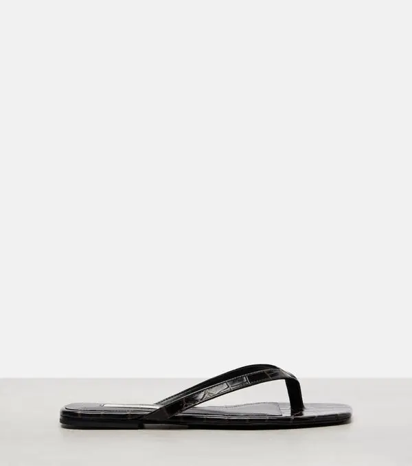 TOTEME Croc-effect Thong Sandals - Brown
