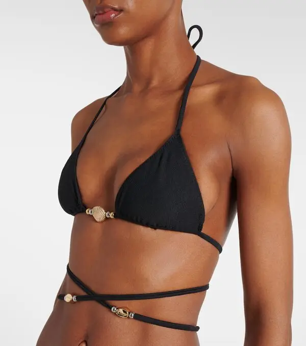 SAME Embellished Bikini Top - Black