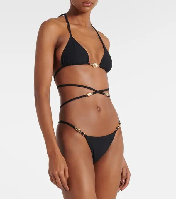 SAME Embellished Bikini Top - Black