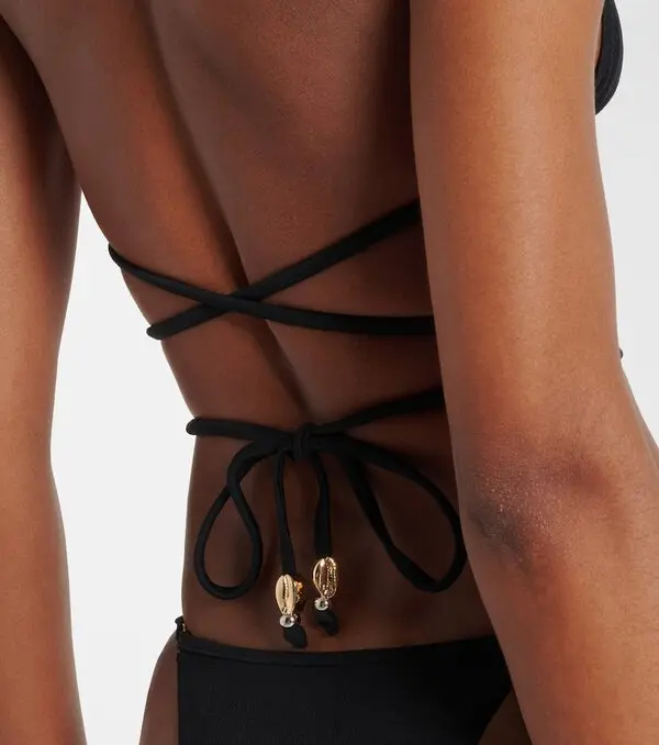 SAME Embellished Bikini Top - Black