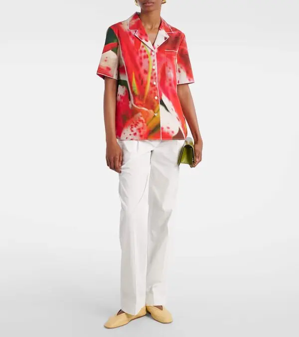 Tory Burch Printed Cotton-blend Twill Shirt