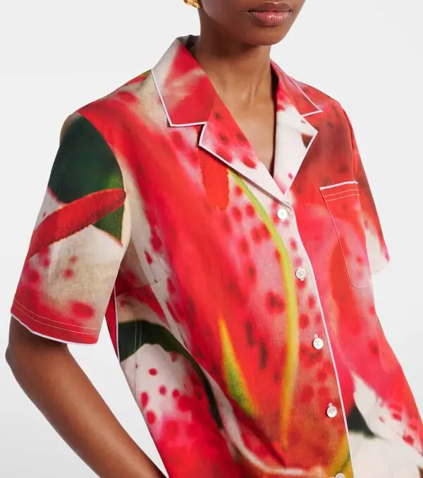 Tory Burch Printed Cotton-blend Twill Shirt