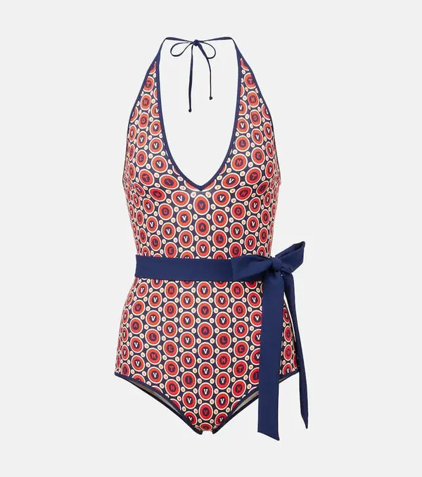 Valentino Garavani Printed Belted One-piece Swimsuit - Multicoloured